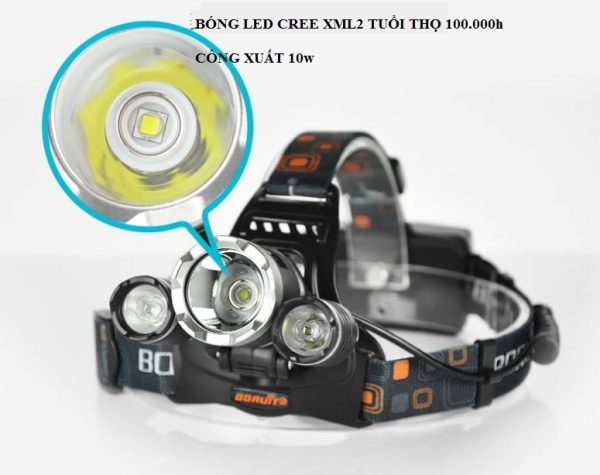 Đèn pin đội đầu 3 bóng Boruit RJ 5000 Hàng 100% Chính Hãng Giá Tốt
